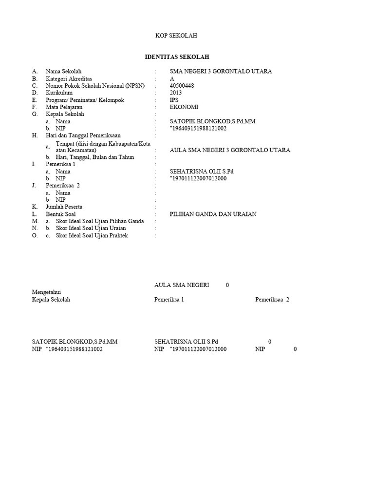 Pedoman Pemeriksaan USP Xii Iis Murni | PDF