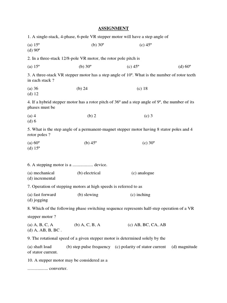 Special Electrical Machines Assignment-1 | PDF | Electric Motor | Electrodynamics