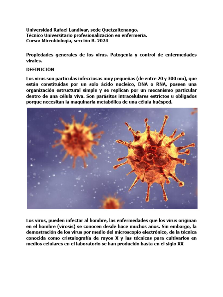 Propiedades y tipos de virus en microbiología | PDF | Virus | Infección