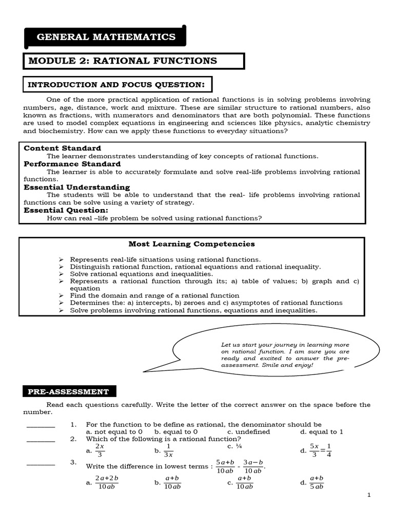 Gen-Math-Q1-module-2-wk-3 | PDF | Function (Mathematics) | Asymptote