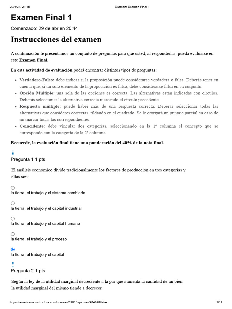 Examen Final de Economía: Preguntas y Respuestas | PDF | Elasticidad (economía) | Oferta (economía)