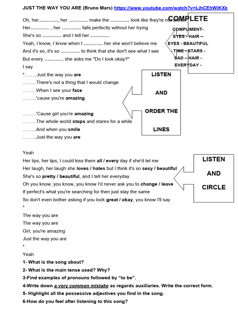 Bruno Mars-Just The Way You Are | PDF | Language Arts & Discipline | Art