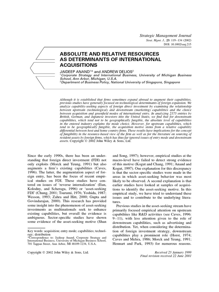 Absolute and Relative Resources As Determinants of International ... Absolute and Relative Resources As Determinants of International ...