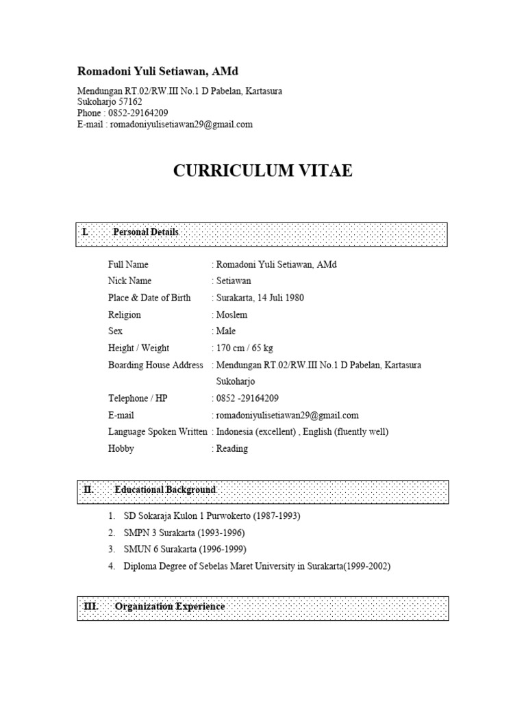 Romadoni Yuli Setiawan's CV | PDF | Technology & Engineering