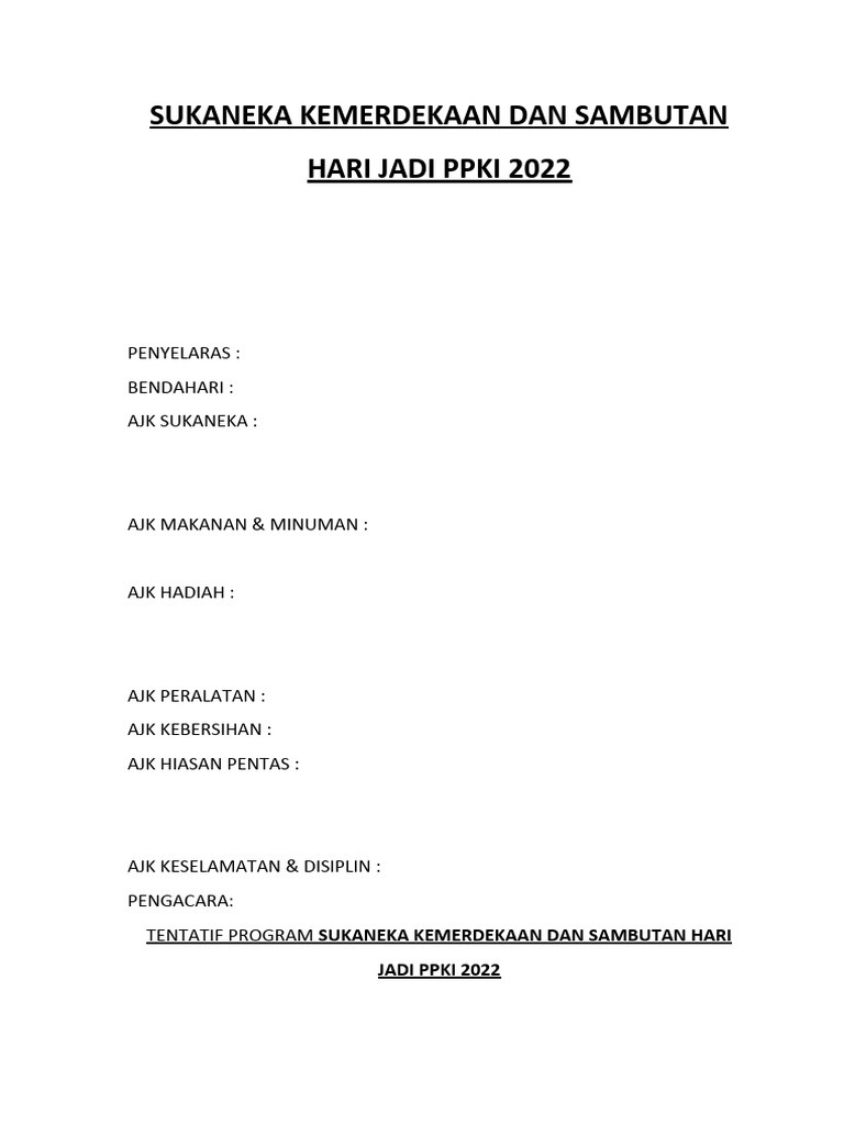 Sukaneka Kemerdekaan Dan Sambutan Hari Jadi Ppki 2 | PDF