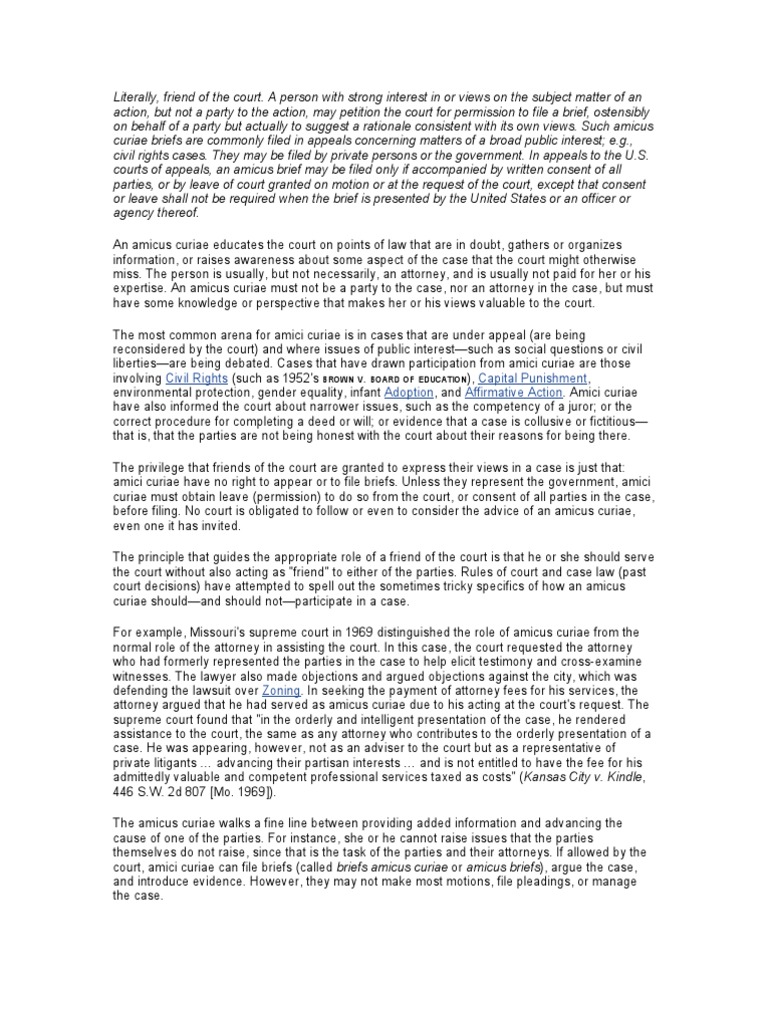 Amicus Curiae Definition | PDF | Amicus Curiae | Justice