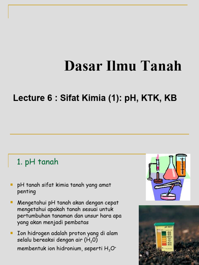Lecture 6. Sifat Kimia 1 (PH, KTK, KB) | PDF