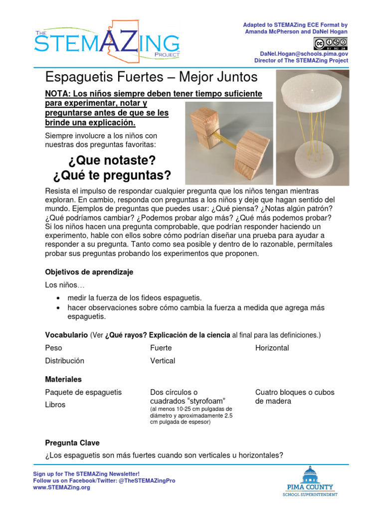 Experimentos de Fuerza con Espaguetis | PDF