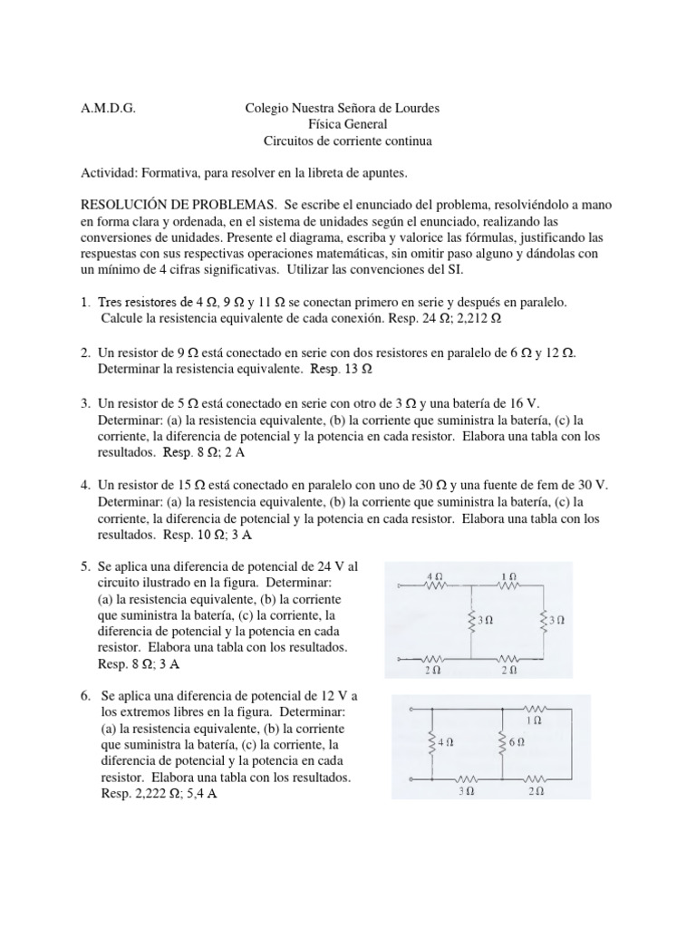 A-12-303-Circuitos de corriente continua (1) | PDF | Resistencia Eléctrica y Conductancia | Resistor