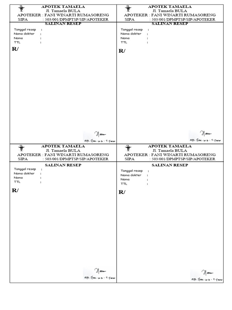 Blanko Salinan Resep | PDF