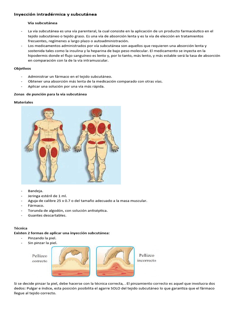 Zonas de Punción: Intradérmica y Subcutánea | PDF | Inyección (medicina ...