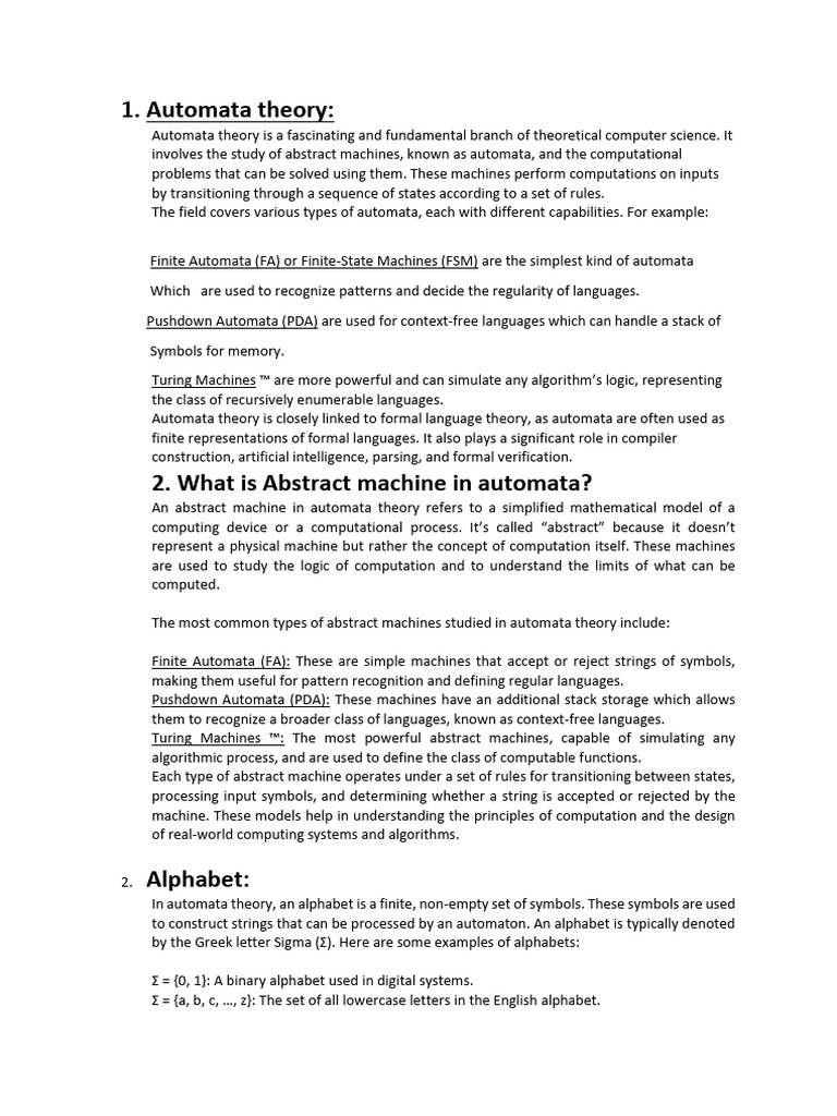 Automata Theory | Download Free PDF | Automata Theory | Mathematical Logic Automata Theory | Download Free PDF | Automata Theory | Mathematical Logic