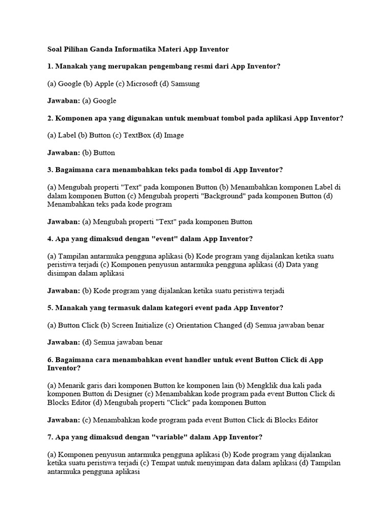 Soal Informatika XI SMT 2 Tahun 2023 2024 | PDF