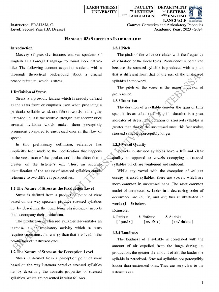 Handout 03 Stress An Introduction | PDF