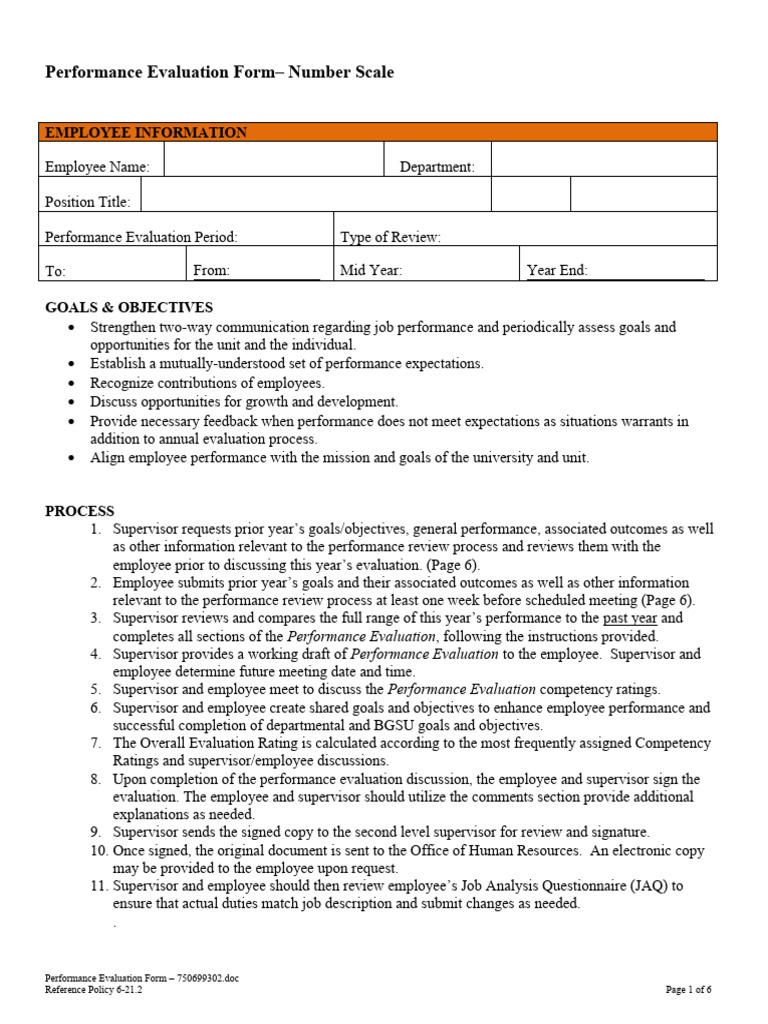 Performance Evaluation Form (2) | PDF | Performance Appraisal | Evaluation