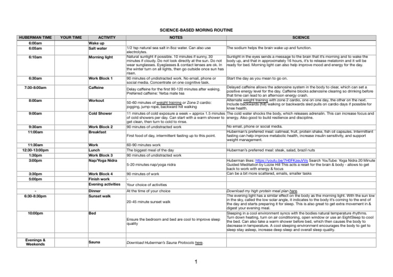 Science Based Daily Routine PDF | PDF | Sleep