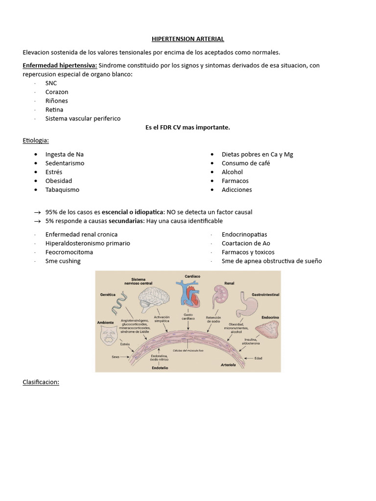 Resumen HTA | PDF | Hipertensión | Medicina CLINICA