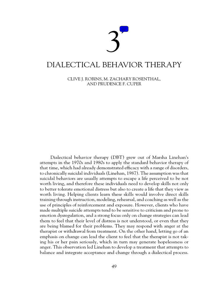 Dialectical Behavior Therapy | PDF | Dialectical Behavior Therapy | Psychotherapy
