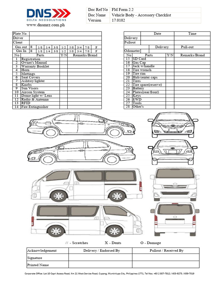 Vehicle Checklist | Download Free PDF | Car Body Styles | Motor Vehicle