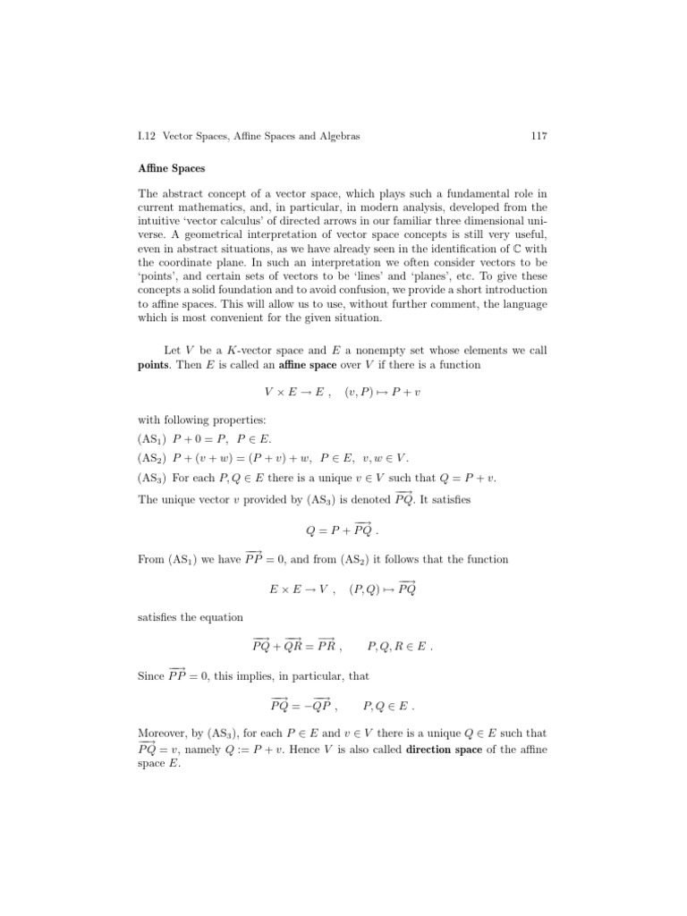 Affine Spaces And Functions Pdf Vector Space Function Mathematics