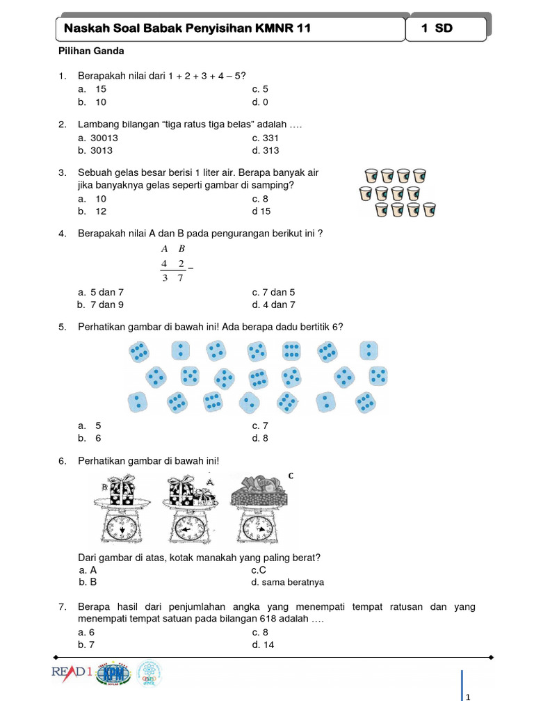 Soal Matematika SD Kelas 1-2 | PDF