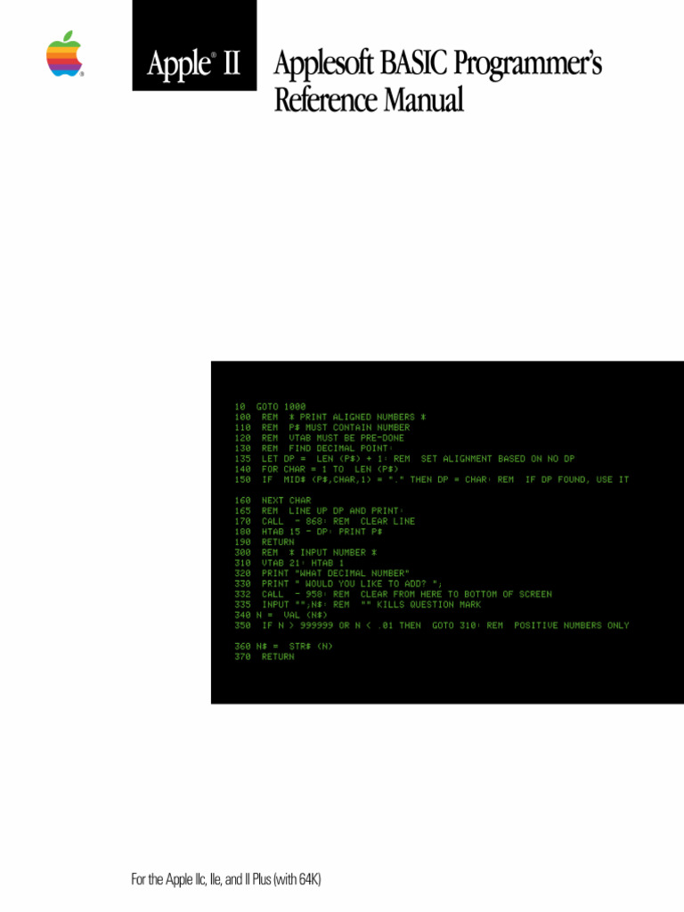 Applesoft BASIC Programmers Reference Manual | PDF | Business Law ...
