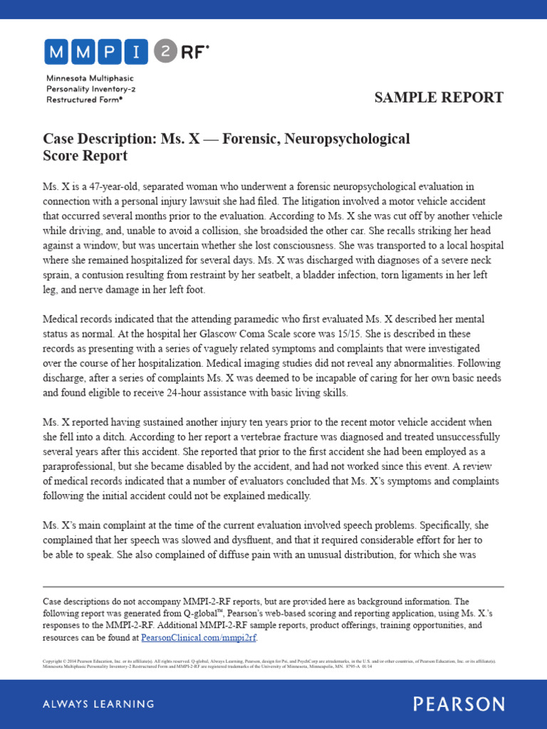 Neuropsychological Evaluation Score Report | PDF | Psychology ...
