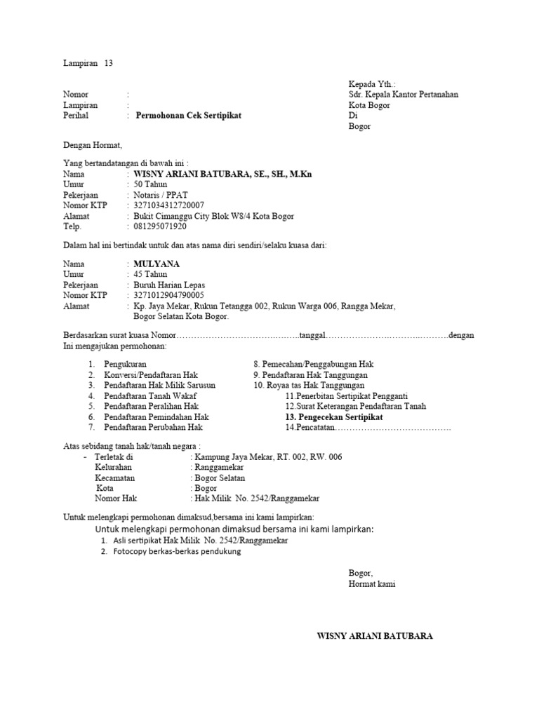 Lampiran 13 Pengecekan | PDF