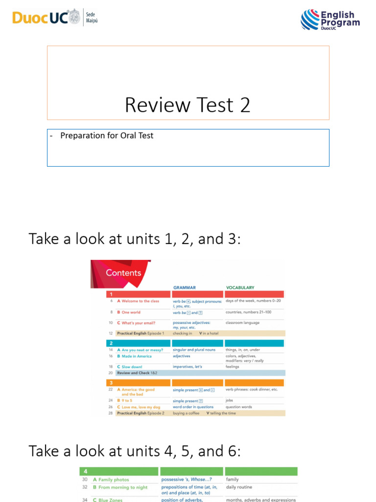 Intermediate 1, Review Oral Test 2 INI 2024 | PDF | Grammatical Number ...