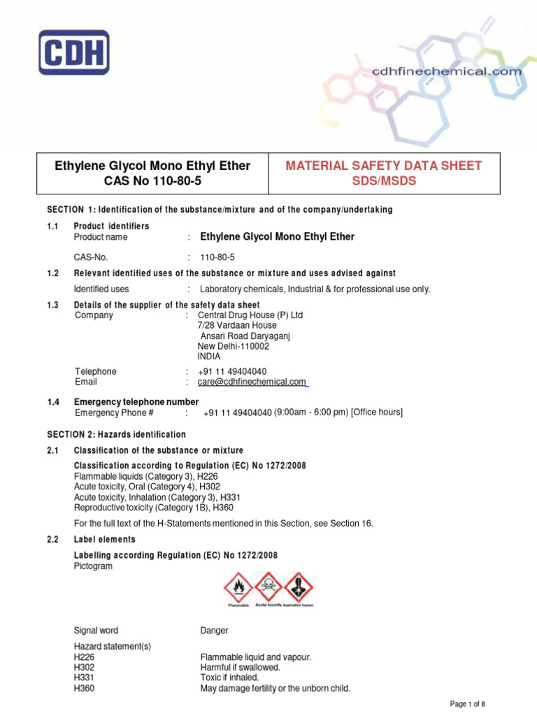 37 - 367053741 - EthyleneGlycolMonoEthylEther CASNO 110 80 5 MSDS ...