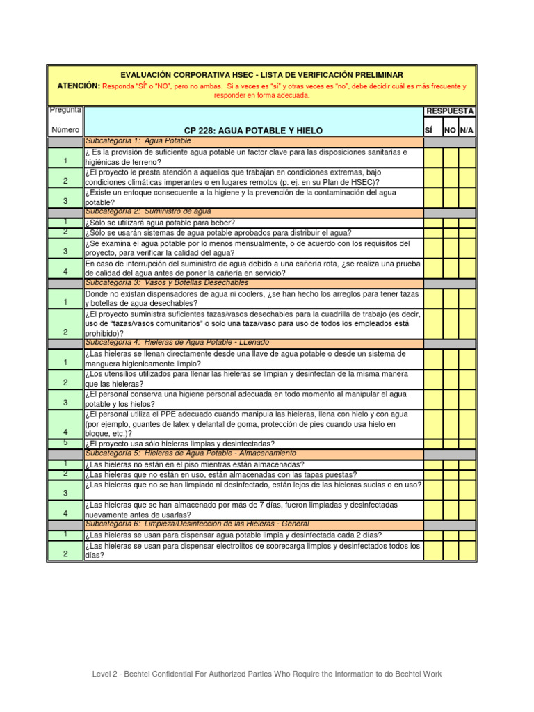 CP228 Checklist Agua Bebestible y Hielo | PDF | Agua | Hidrología