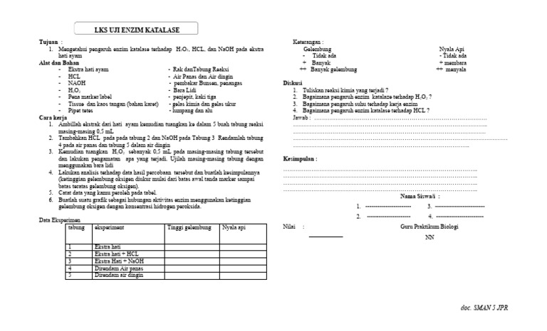 LKS Uji Enzim Katalase | PDF
