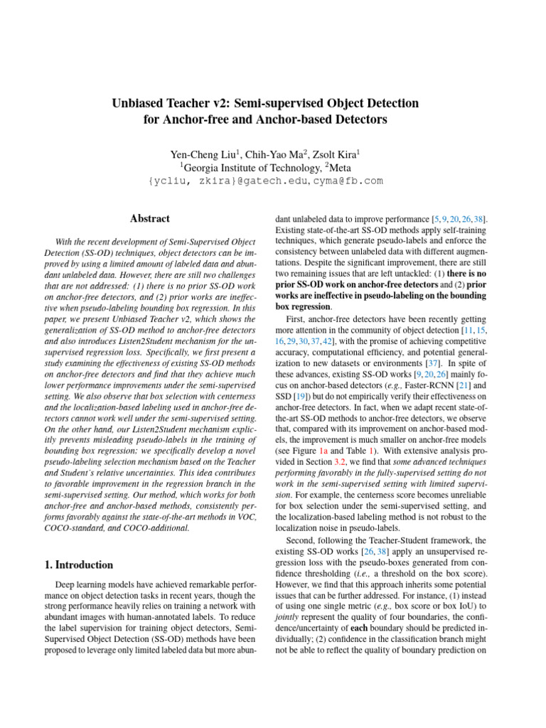 Unbiased Teacher V2 Semi Supervised Object Detection For Anchor Free And Anchor Based Detectors