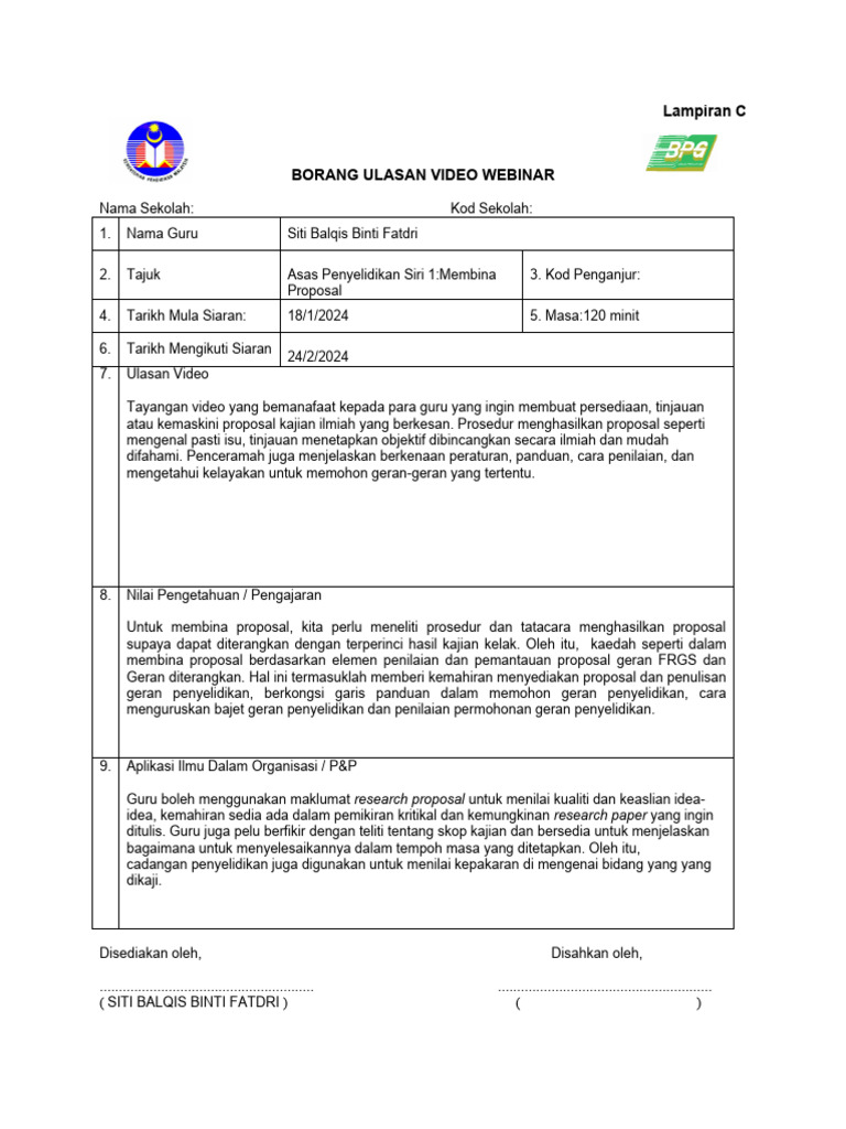 Template Ulasan Webinar | PDF