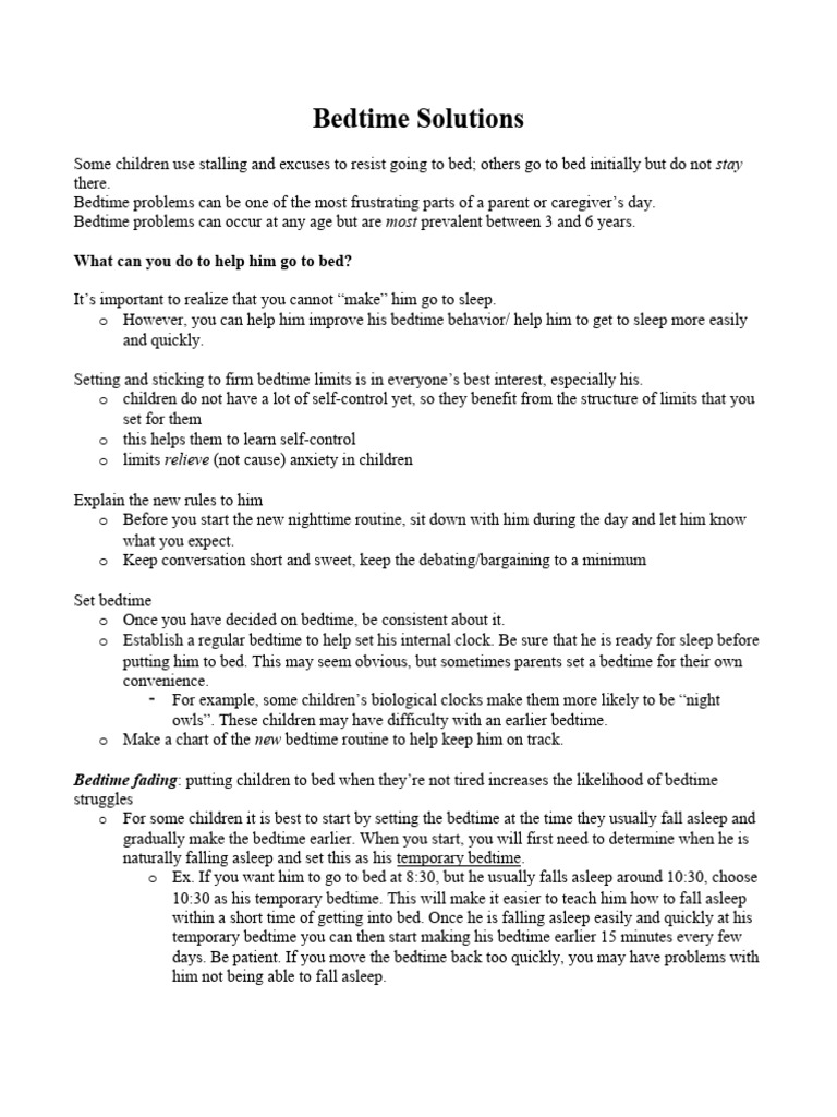 Bedtime Solutions For Toddlers | PDF | Sleep
