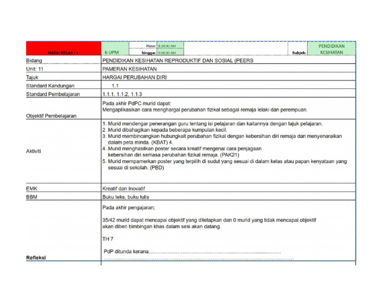 Contoh RPH PK | PDF