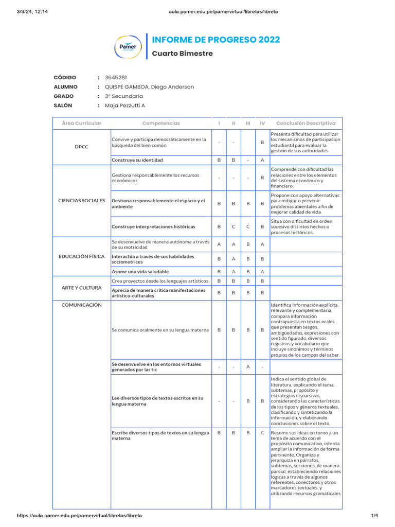 Aula.pamer.edu.Pe Pamervirtual Libretas Libreta | PDF | Aprendizaje | Función (Matemáticas)