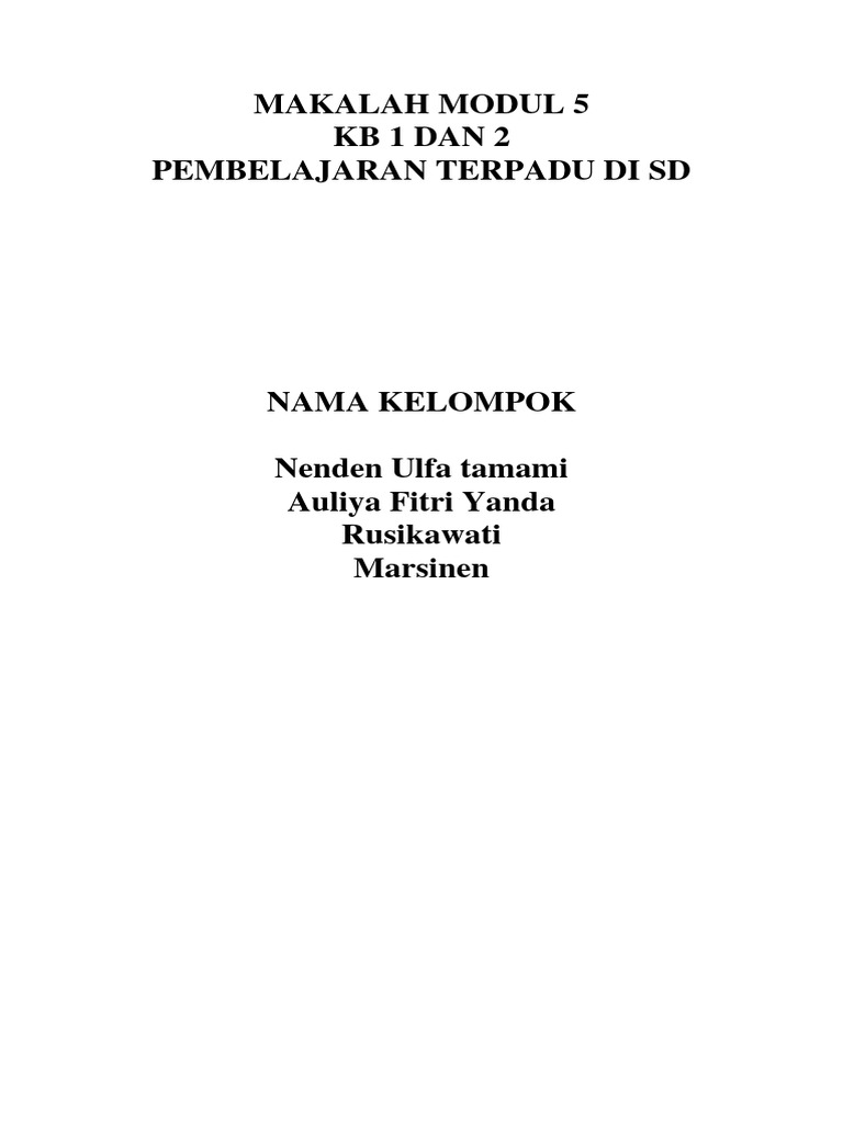 Makalah Modul 5 Pembelajaran Terpadu Di SD Kelompok 5 | PDF | Karier & Perkembangan