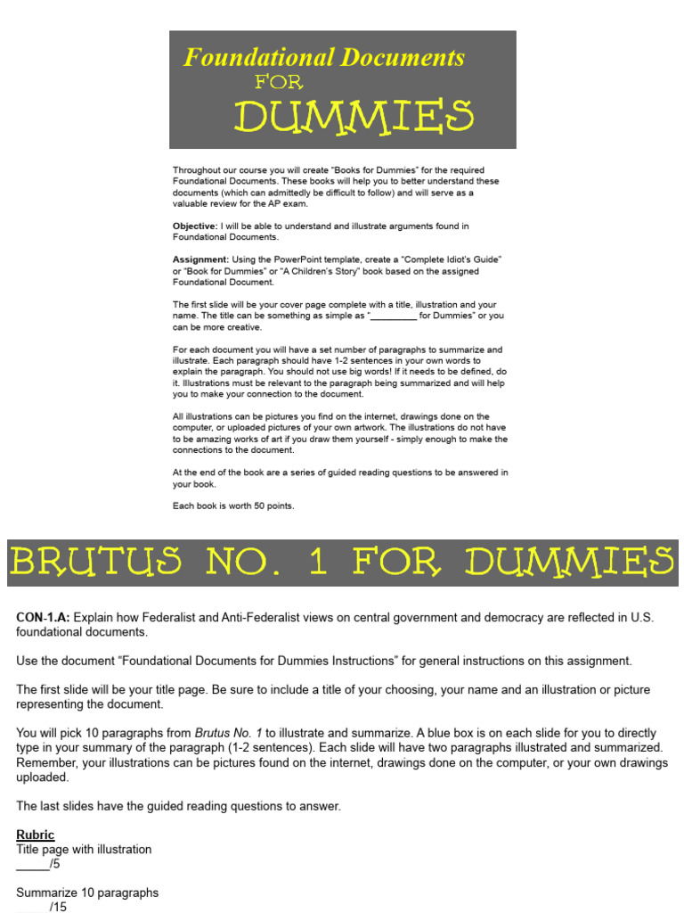 Brutus 1 For Dummies | PDF | Federal Government Of The United States ...