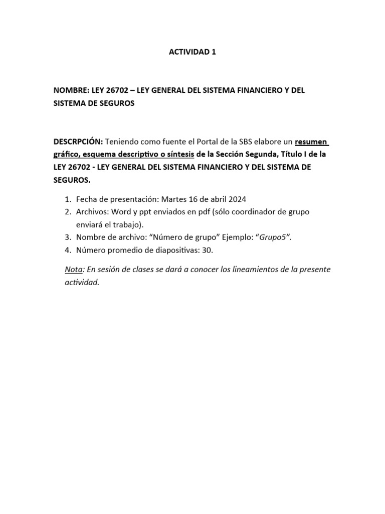 Actividad 1 - Ley 26702 | PDF
