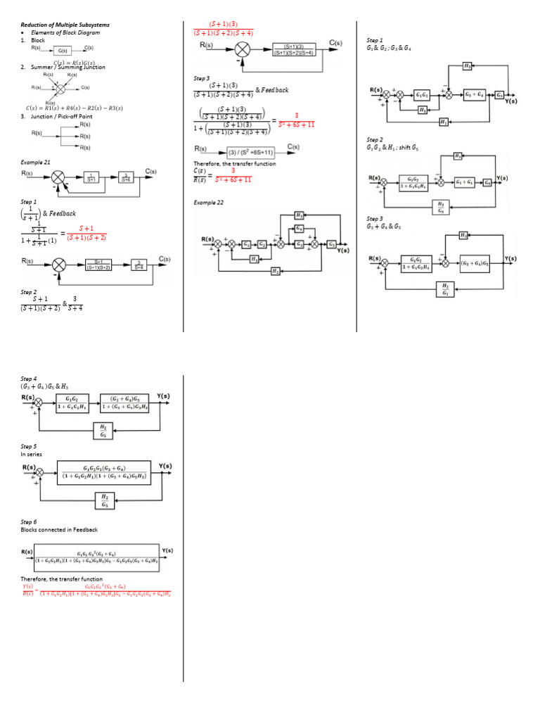 Reduction of Multiple Subsystems (Solution to example 21 & 22) | PDF