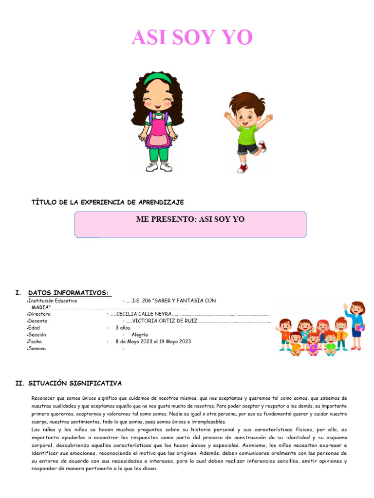 PROYECTO ASI SOY YO | PDF | Comunicación no verbal | Las emociones