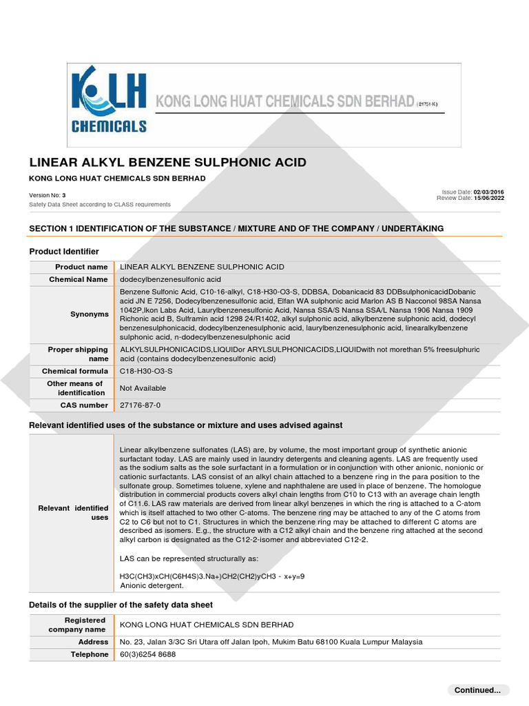 SDS Labsa | PDF | Surfactant | Benzene