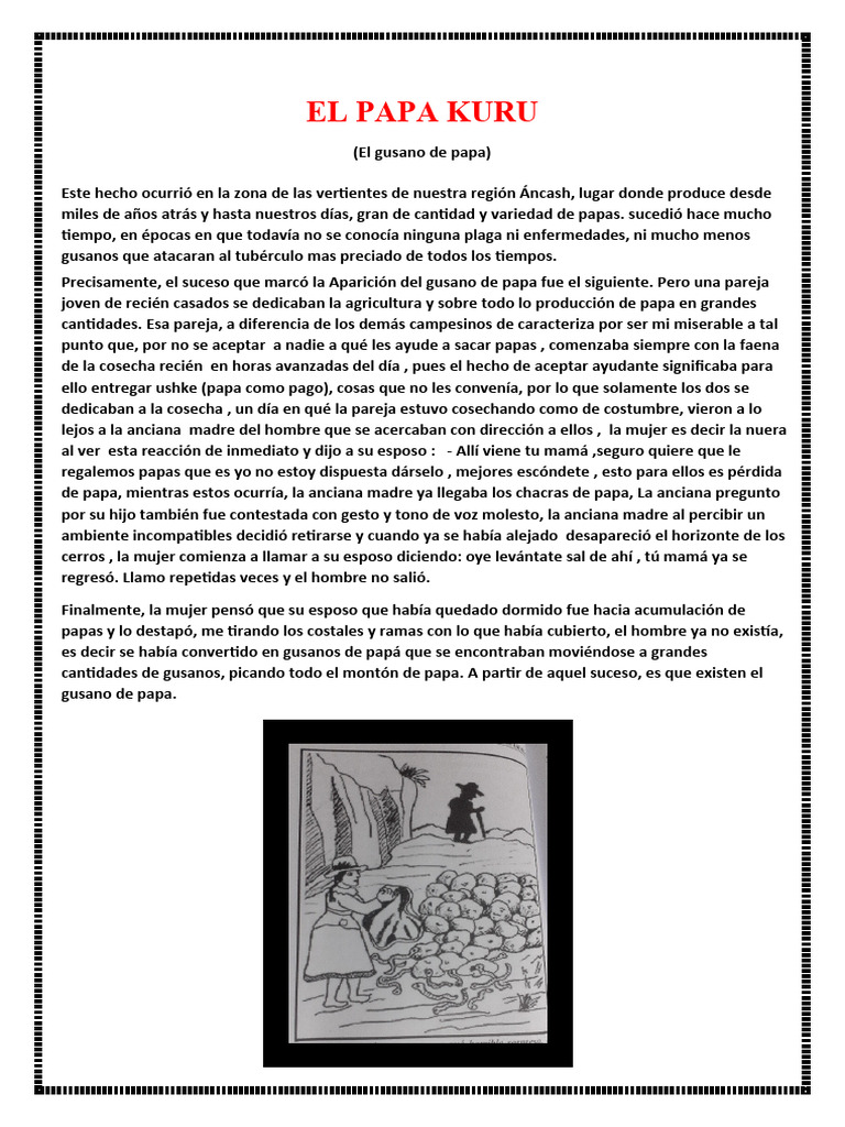 La leyenda del papa kuru en Áncash | PDF