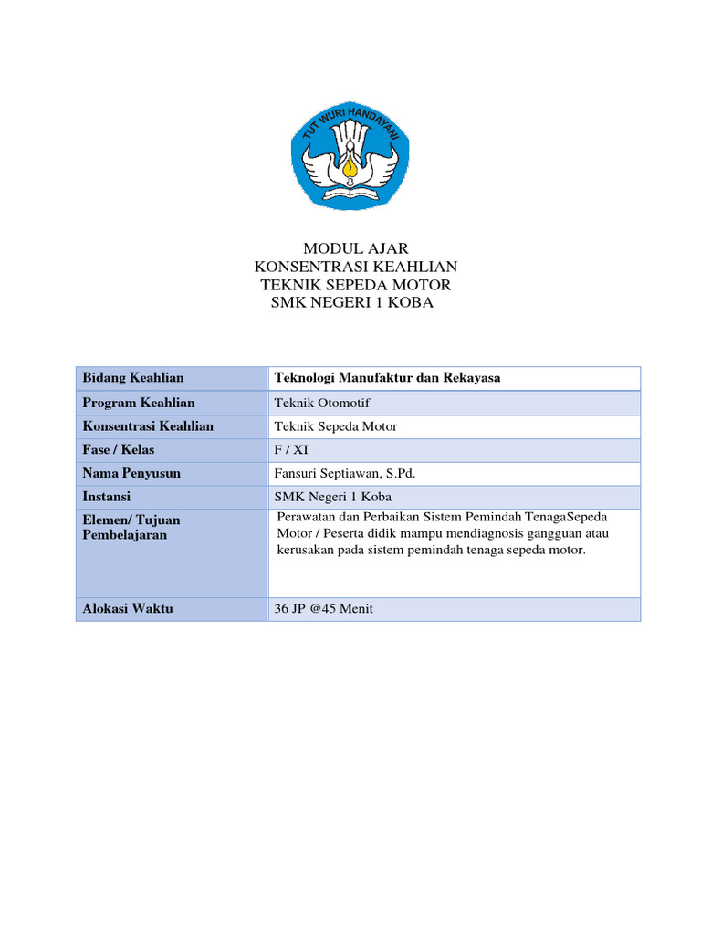 Modul Ajar Konsentrasi Keahlian TSM - CP Perawatan Dan Perbaikan Sistem ... Modul Ajar Konsentrasi Keahlian TSM - CP Perawatan Dan Perbaikan Sistem ...