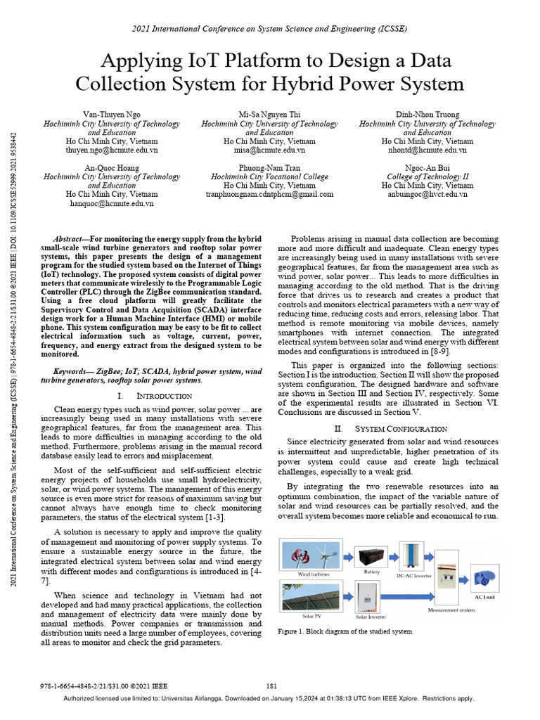 Applying IoT Platform To Design A Data Collection System For Hybrid Power System | PDF ...