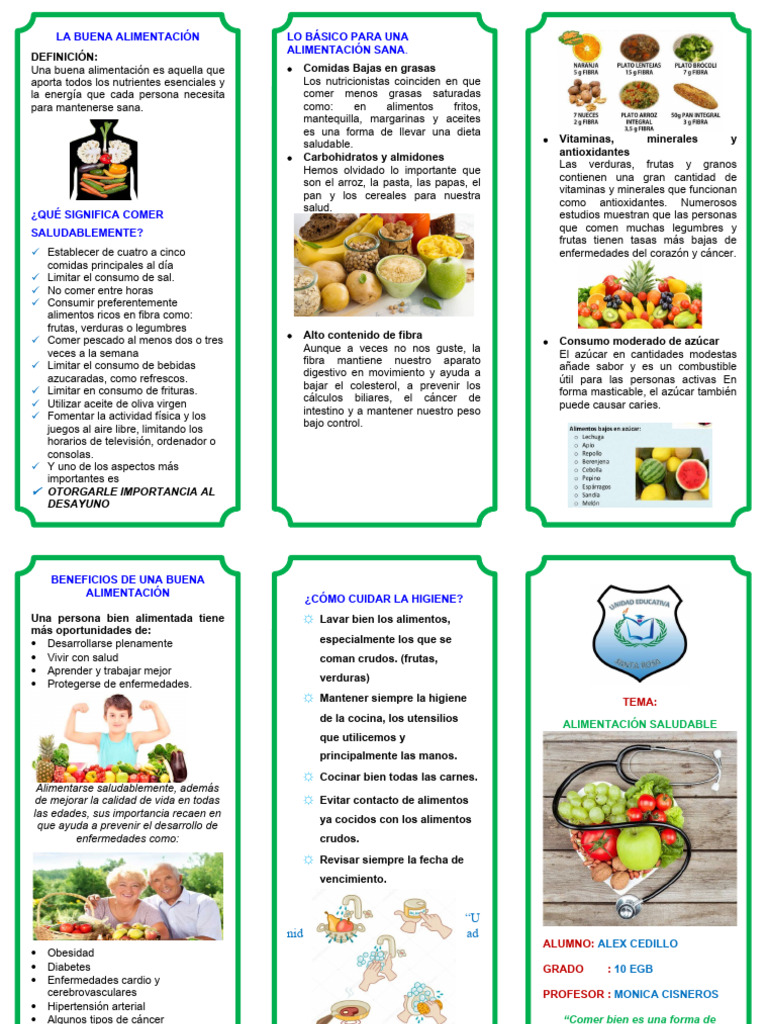 Triptico Buena Alimentacion | PDF | Alimentos | Cereales