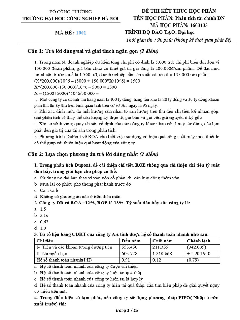 Phân Tích TCDN - On Thi | PDF