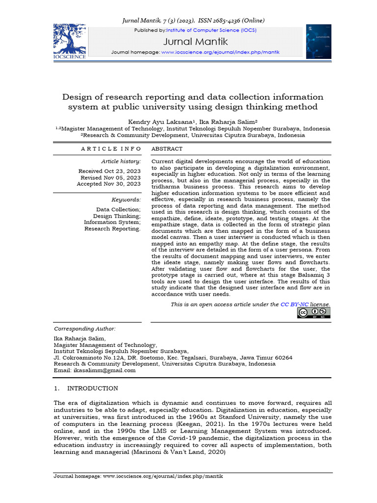 Design of Research Reporting and Data Collection Information System at Public University Using ...