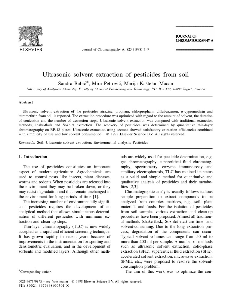 Ultrasonic Solvent Extraction of Pestici | PDF | Thin Layer ...
